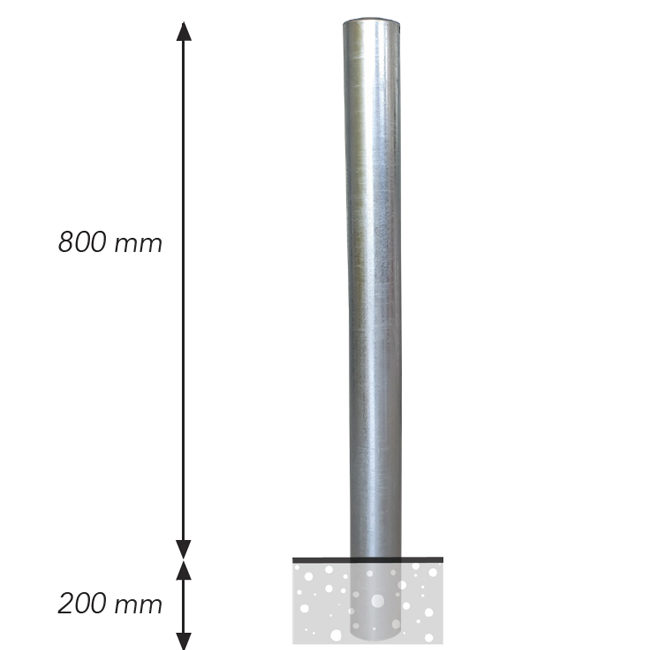 Potelet acier Noir/Jaune 800 mm Ø90 mm à sceller – Parkfender